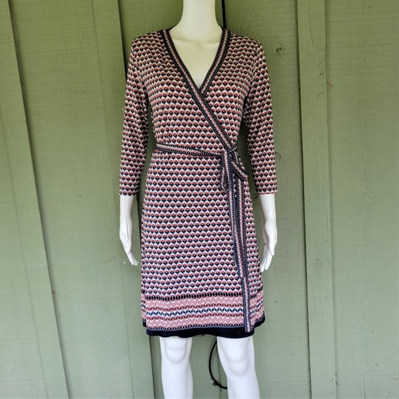 Max Studio | Dresses | Max Studio Blue Print Slinky Wrap Dress Small S ...